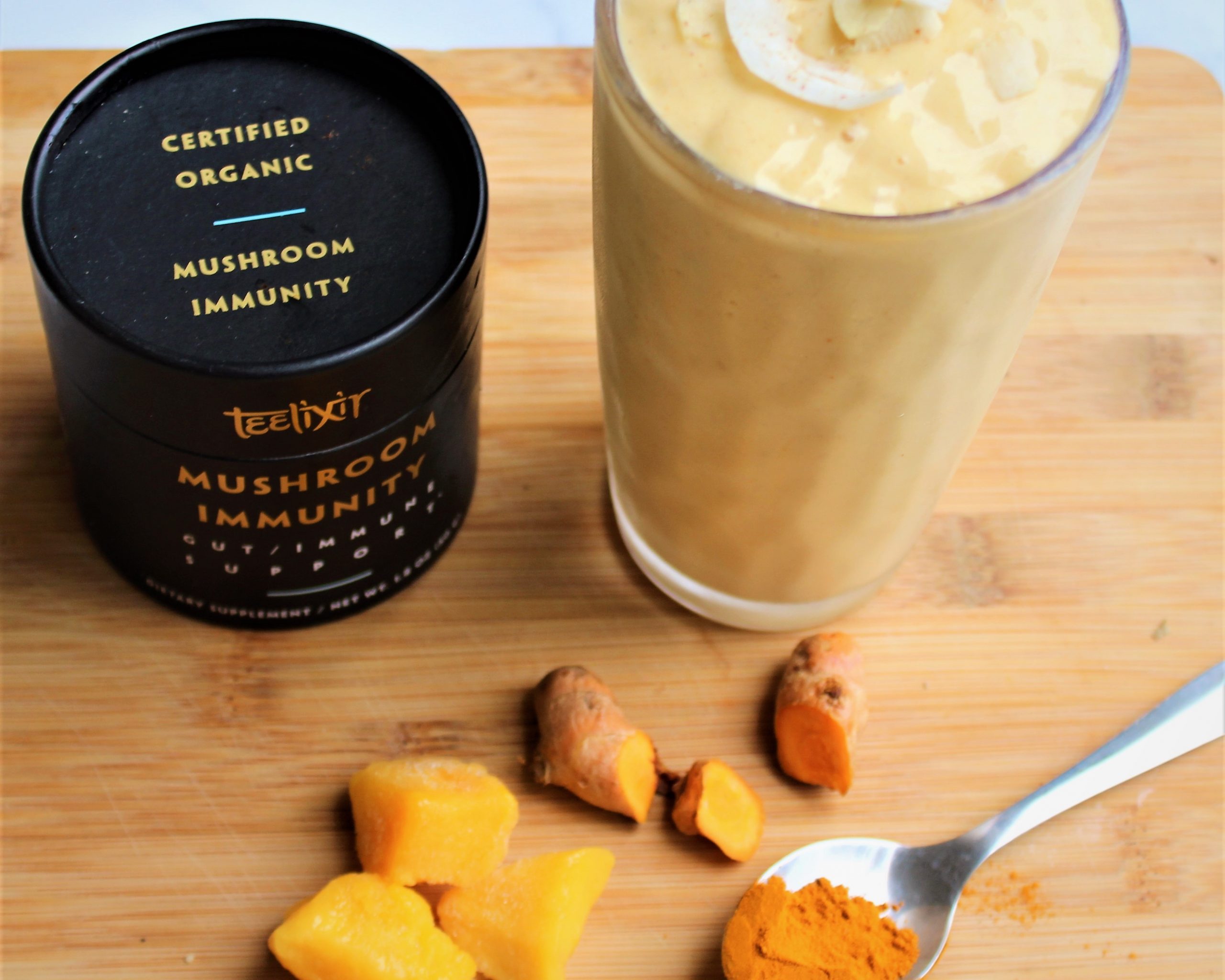 Turmeric Spiced Mango & Coconut Thick Shake with Mushroom Immunity | Go ...